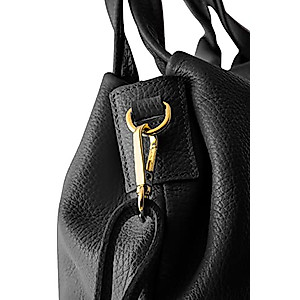 Baroncelli Italian Black Leather Purse for Women Genuine Soft Leather Medium Size Shoulder Crossbody Bag Made in Italy