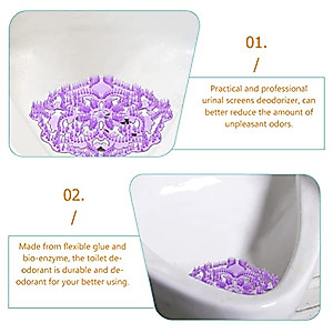 ULTECHNOVO 10pcs Urinal Screen Deodorizer Flower Urinal Pad with Scent Anti- Splatter Urinal Mat Odor Freshener Toilet Supplies for Bathrooms Restrooms Office Purple