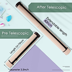 3 Pcs Extendable Poster Tubes Expand from 24.5'' to 40'' with Shoulder Strap Plastic Blueprint Holder Documents Telescoping Storage Tube for Art Drawings Drafting, Black, Beige, Violet