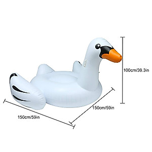 Toxz Swan Inflatable Ride-On Swimming Ring,Suitable for Children and Adults,Built-in Handles,59" X 59" X 39.3"(Ship from US!)