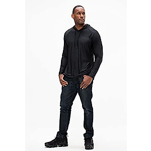 DEVOPS Men's 3 Pack Hoodie Long Sleeve Fishing Hiking Running Workout T-shirts (Small, Black/Blue/Red)