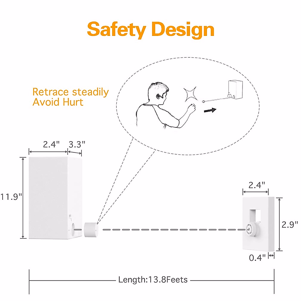 JOOM Retractable Clothesline Indoor Clothes Lines retracting | Heavy Duty for Drying Laundry line Outdoor|Wall Mounted Stainless Steel 13.8Feet (One line,Gold)