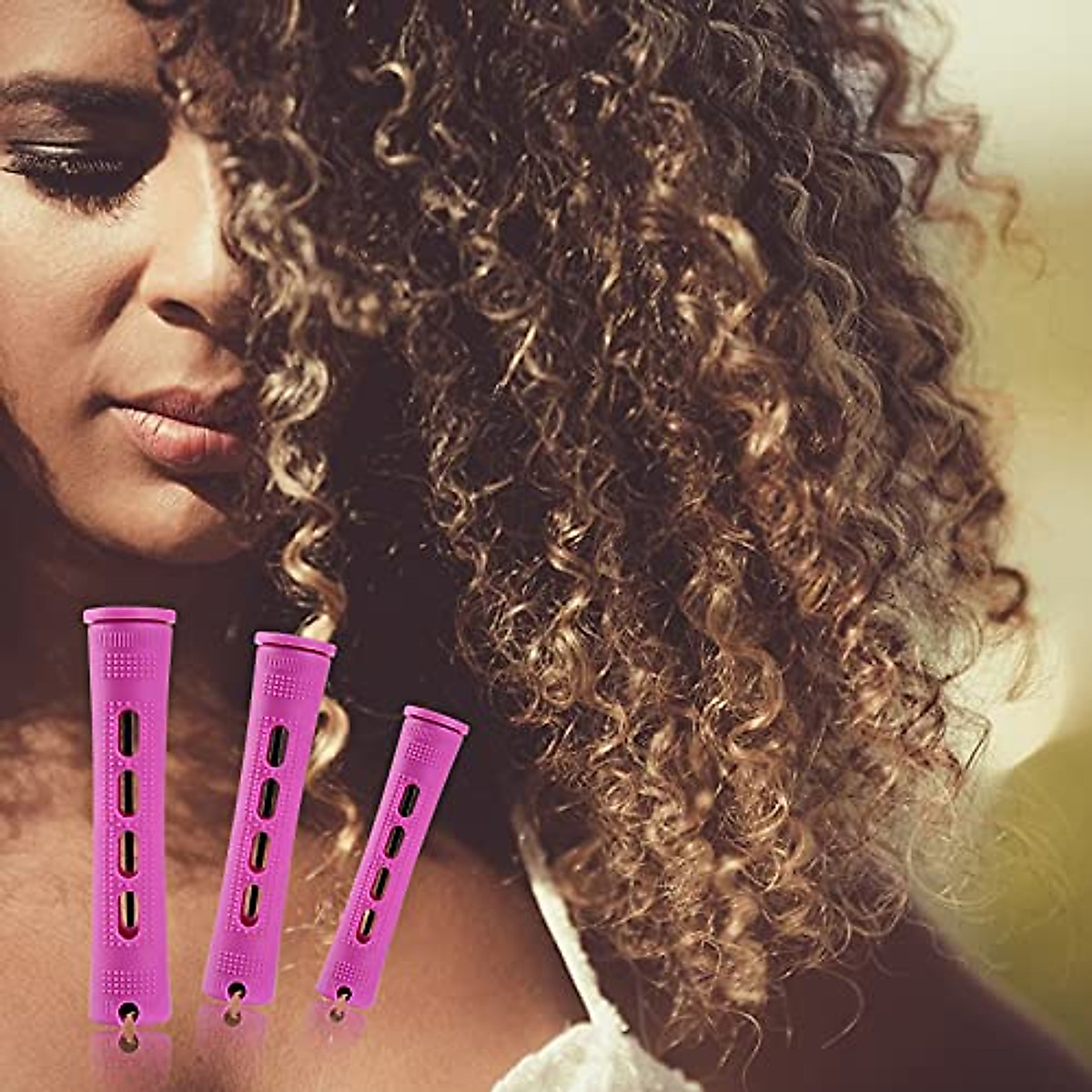 60pcs Medium Cold Wave Rods Set for Natural Hair - Long and Short Hair Curlers and Perming Tools for DIY Curly Styles