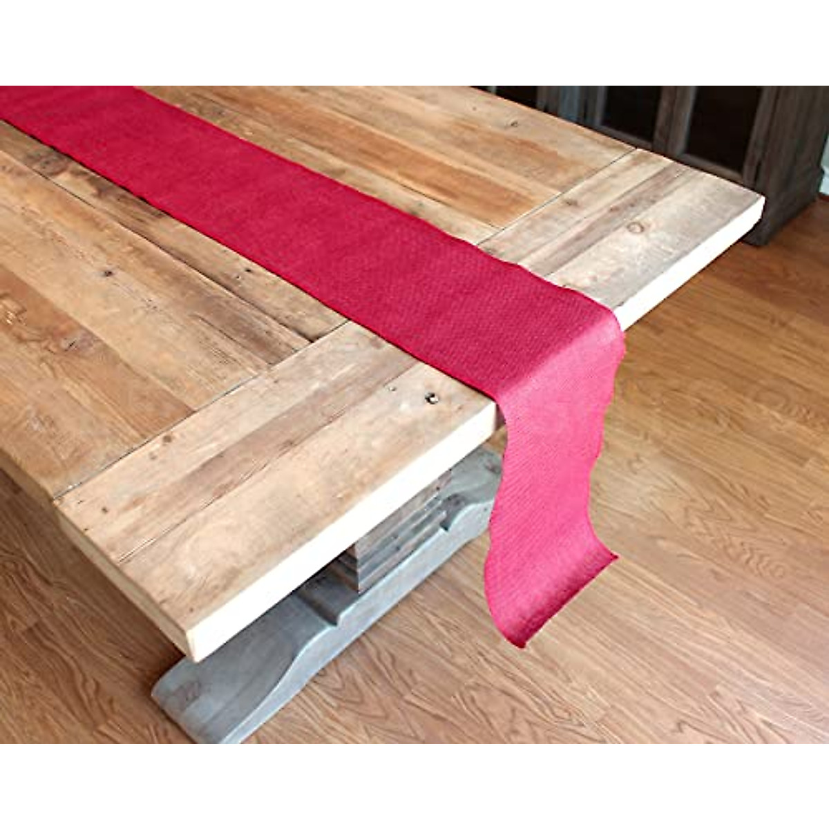 CleverDelights 9" Red Burlap Roll - Finished Edges - 5 Yards - Jute Burlap Fabric