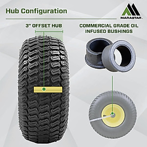 MARASTAR 21425 15x6.00-6 Tire and Wheel Assembly, Replacement Riding Lawn Mower Front Tires Compatible with 100 and 300 Series John Deere Riding Mowers, 2 pack