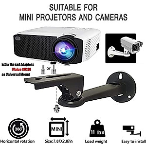 2-Be-Best Mini Projector Wall Mount Angle Adjustable Projector Mount Length 7.87 in / 20 cm Thread 1/4" M4 M6 Rotation 360° as Projectors CCTV DVR Cameras Camcorder Mount for Office School Home Black