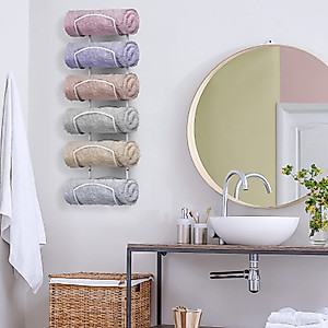 Towel Rack, Adhesive Towel Racks for Bathroom Glass Tiles Wall, No Drilling Bathroom Towel Rack, Towel Storage Holder for RV Camper (Silver)