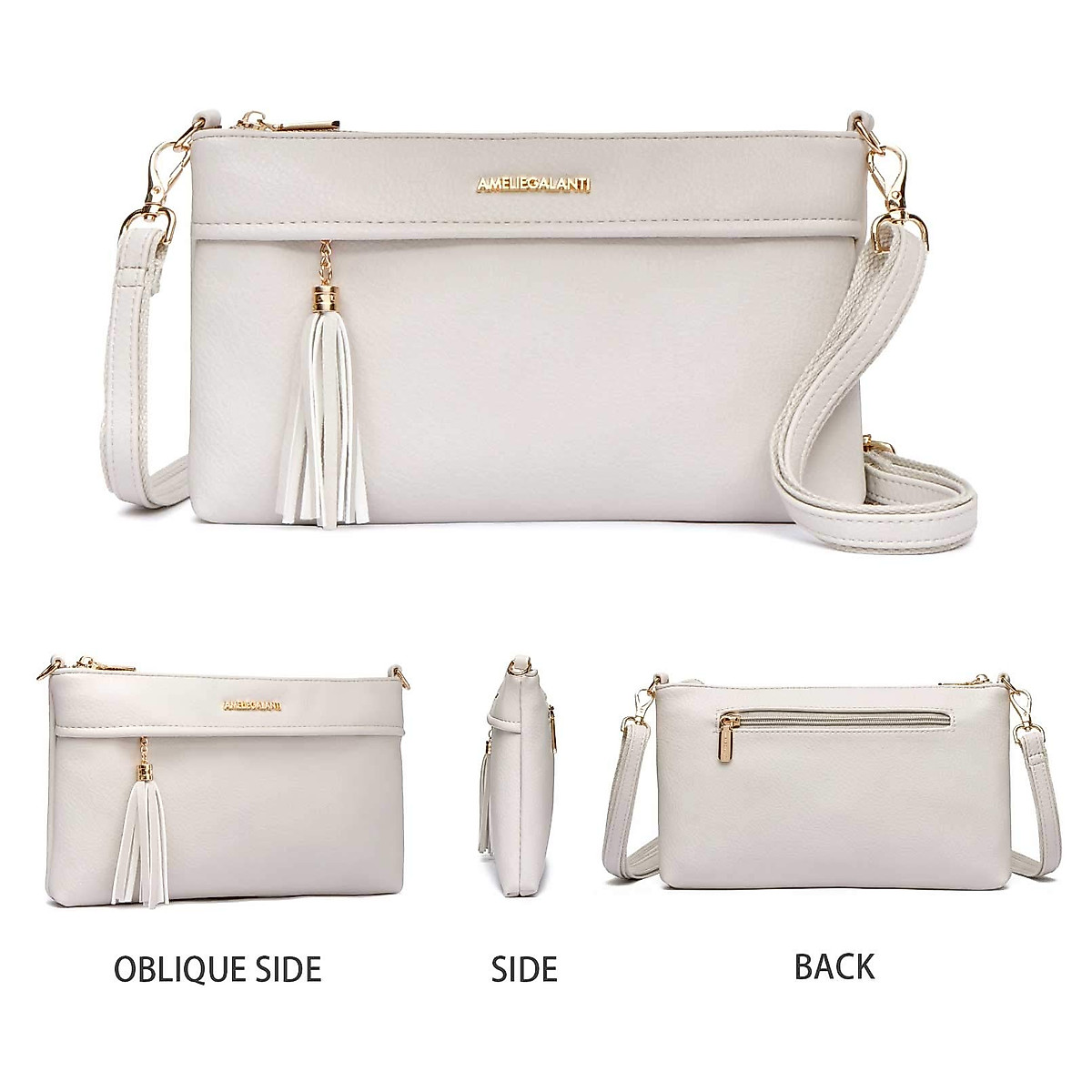 AMELIE GALANTI women's Small crossbody Handbags Shoulder Bag，Fashion Tassel design and Shoulder Strap Adjustable