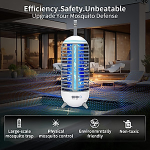 Bug Zapper, Mosquito Zapper Led Light 2 in 1 for Outdoor and Indoor, Wireless Electric Bug Zappers Battery Powered Rechargeable, Insect Fly Traps Fly Zapper for Home Backyard Camping Patio, White