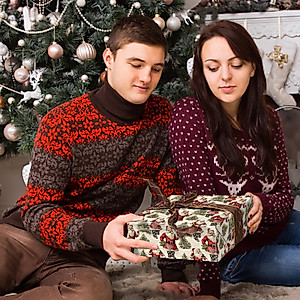 ZINTBIAL Vintage Christmas Wrapping Paper for Kids Adults - Xmas Wrapping Paper with Retro Santa, Red Truck, Woodland Animals, Country Scene Designs - 28 x 40 Inches, 6 Jumbo Sheets - Easy to Store