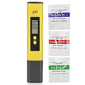 Pen Type PH Meter, Water Quality Tester  Auto Calibration  Rust Proof Small Portable with ATC for  Aquariums    for Spas for Swimming Pools (Yellow Black)