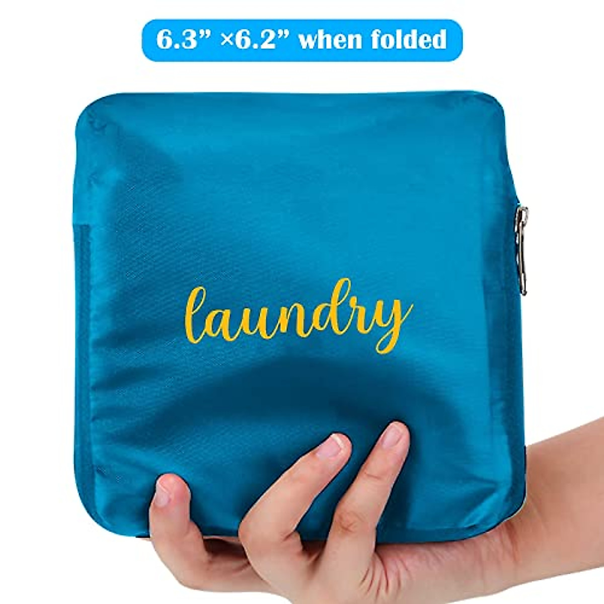 2 Pieces Travel Laundry Bag Small Dirty Clothes Bags for Traveling Lightweight and Expandable Laundry Bag for Suitcase with Zipper and Drawstring Nylon (Blue, Gray, Classical Pattern)