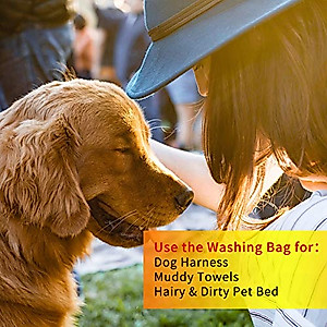 AUXSOUL 1 Pack Pet Laundry Bag, Stops Pet Hair Blocking The Washing Machine, Big Size Wash Bag Ideal for Dog Cat Horse, Hair Remover Safely, 25.8’’ 27.8’’ (65 X 70cm)(Lake Blue)