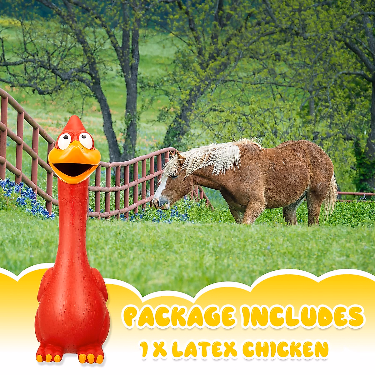 Hungdao 1 Pcs Horse Toys Latex Squeaky Squeeze Chicken Squeak Turkey Balls for Play Fake Screaming Chicken Toys for Horses Soccer Ball for Reduce Separation Anxiety Noise Maker (Red)