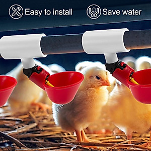 Pack of 20 Chicken Waterer PVC Tee Fittings- Fully Automatic for Threaded Poultry Nipples Chicken Water Drinker and Feeder Cups, White