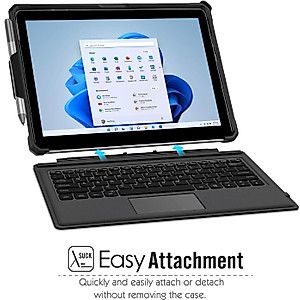 MoKo Case Fit Microsoft Surface Go 4 /Surface Go 3 / Surface Go 2 / Surface Go Case, All-in-One Protective Cover Case with Pen Holder Hand Strap, Compatible with Type Cover Keyboard, Black