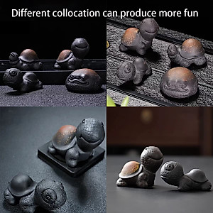 EAEDMY Purple Sand Tea Pet Angry Cat Bat Tortoise Puppy Figurine, Cute Kungfu Tea Pet Gift for Tea Lover Friend, Tea Table Desk Tearoom Home Decoration Ornament (1.Big Head Turtle)