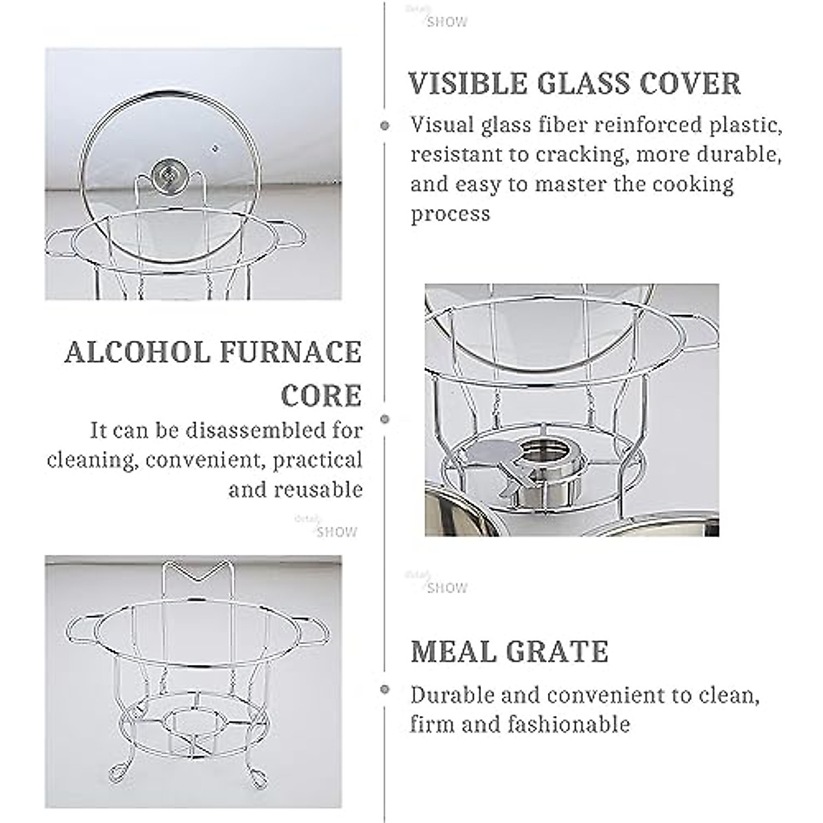 Chafing Dish Set, Stainless Steel Food Warmer with Water/Food Pans and Fuel Holders, Chafing Buffet Server Warming Tray for Kitchen Caterings Banquet Parties