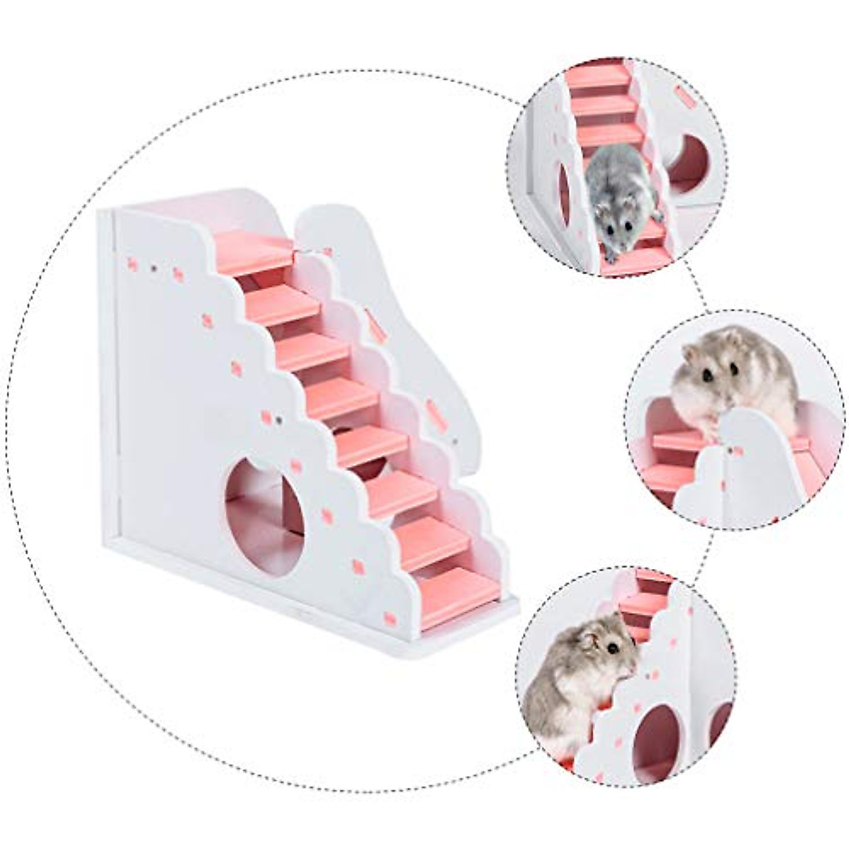 Ipetboom Wooden Hamster House with Stair Ladder Slides Small Animals Hideout Funny Climbing Exercise Toy Guinea Pig Cage Accessories for Chinchillas Rabbits Ferrets