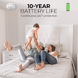 Protect My Home Smoke and Carbon Monoxide Detector Combo - CO & Smoke Alarm System with Hush Function, Self-Test Button, 10-Year Built-in Battery - Easy to Install, for Home & Office