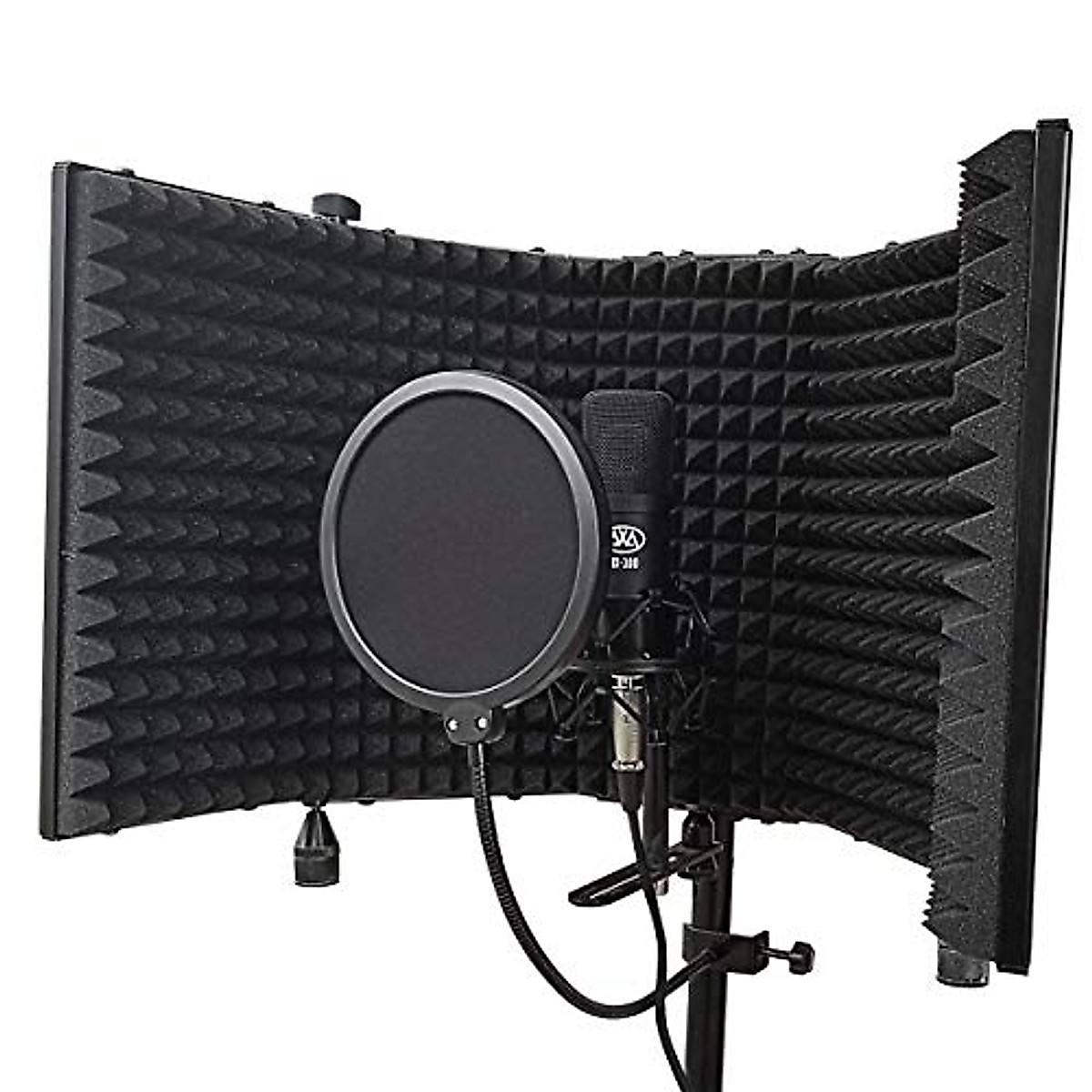 AxcessAbles SF-101KIT Half Dome 32.5"Wx13"H (422sq inch) Studio Microphone Isolation Shield w/Stand, Condenser Mic. Compatible w/Focusrite, Phantom Powered Audio Interfaces. Recording, Podcast,