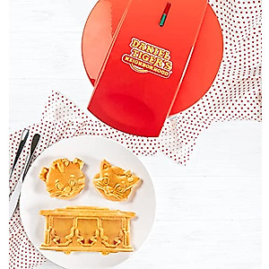 Daniel Tiger Waffle Maker Iron - Electric Nonstick Waffler Featuring 3D mini Character Shaped Waffles or Pancakes of Daniel Tiger, Caterina Kitty Cat & the Trolley - Fun for Themed Party, Make Breakfast Fun for Kids, Adults