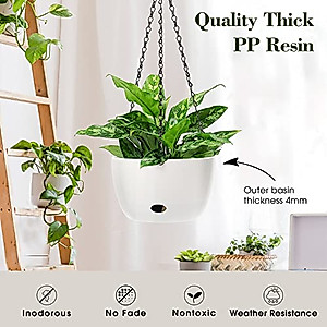 SAROSORA 8'' Self Watering Hanging Basket Planter for Outdoor Indoor Plants Flowers Herbs Planters(2-Pack, 8'')