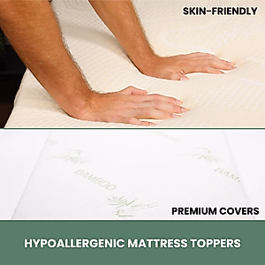 3" Inch Organic Latex Mattress Topper Pad with Organic Cotton Cover Protector (Twin XL Size, Medium) GOLS Certified, Back Pain Relief Support, Hypoallergenic, Cooling and Breathable