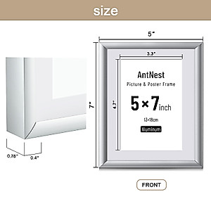 2 Pack 5x7 Silver Metal Picture Frame, Aluminum Photo Frames for Wall or Tabletop Display and Wall Mounting, Pictures Photo Frame Great for Weddings, Graduations, Events, Home Decoration, Office