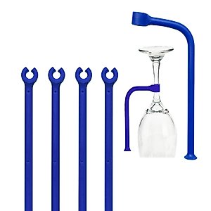 YouU Silicone Stemware Saver Flexible Stemware Holder Dishwasher Wine Glass Protector Tether Silicone Dishwasher Attachment (Blue/4 pcs)