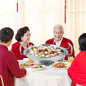 2/4 Pack Visible Chafing Dish Set, Stainless Steel Round Buffet Server Warming Tray for Parties Weddings and Events, with Glass Lid, Food Pan and Fuel Holder,2 Pack,24cm