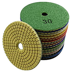 Konfor Diamond Polishing Wet Pads 4 Inch for Grinding Stone Marble Granite Countertop Tiles 10 Pieces Grit 30