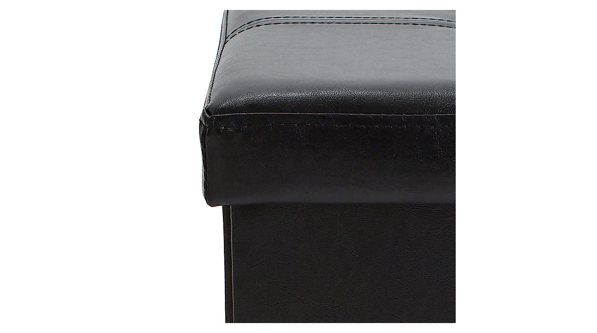 Simplify Faux Leather Cube Storage Ottoman - Black, Compact & Versatile