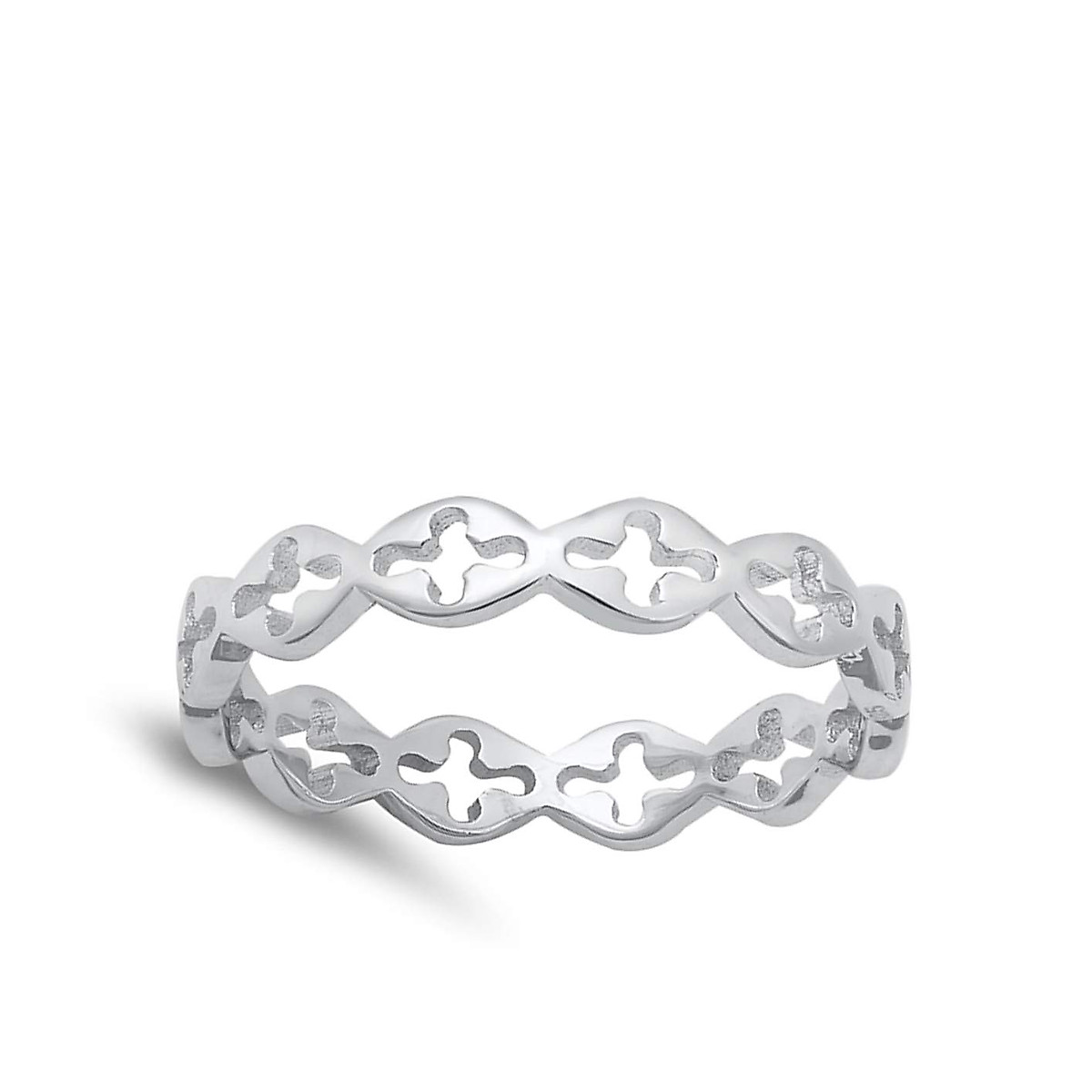 Cutout Sideways Cross Ring New .925 Sterling Silver Band Size 4