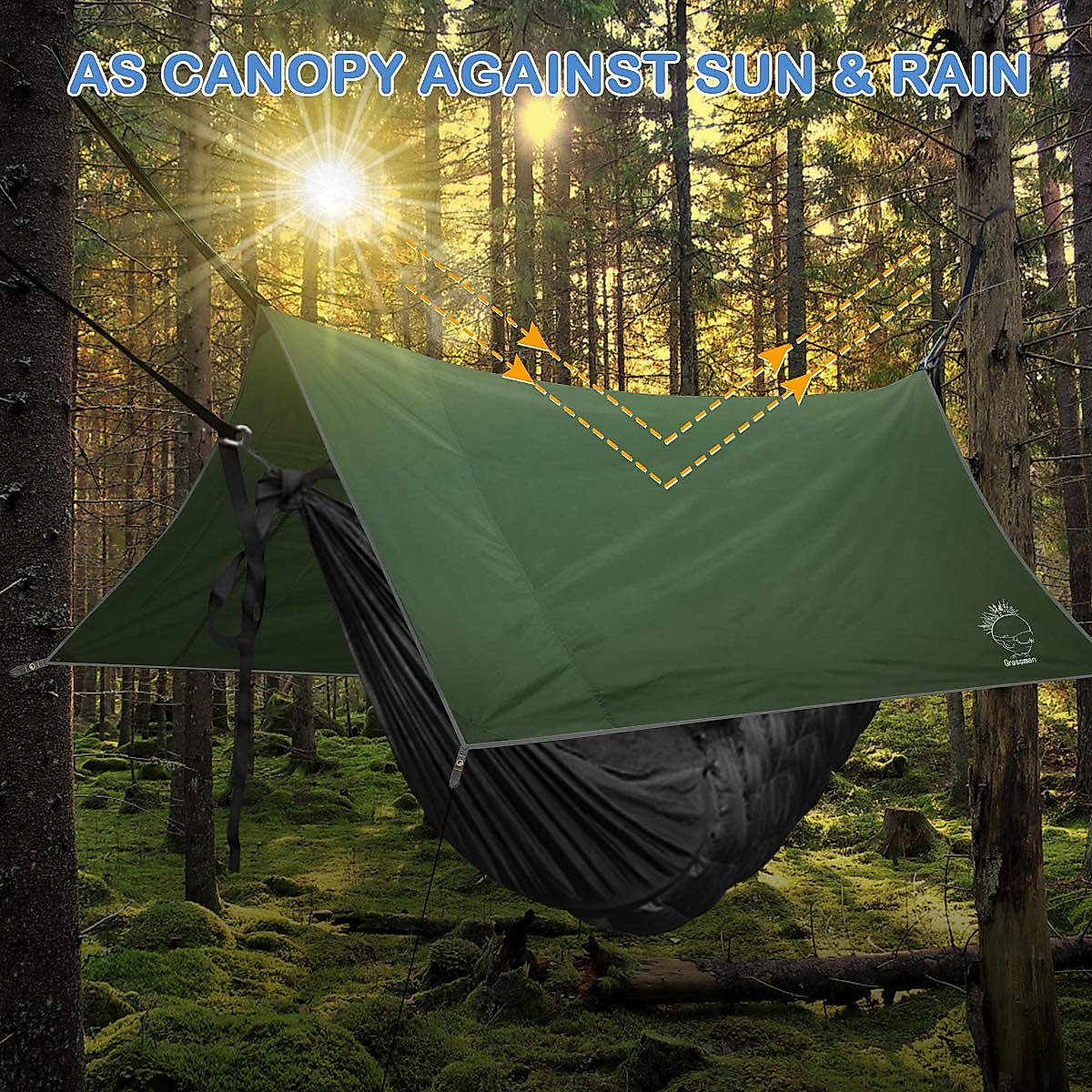 Grassman Tent Footprint, Camping Tarp Lightweight Waterproof with Carrying Bag, Tent Tarp Hiking Ultralight Hammock Rain Tarp Green M