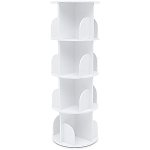 ZHFEISY Rotating Bookshelf 4 Tier Nordic Style White Bookcase 220 lbs Bearing Capacity Corner Bookshelf for Living Room Bedroom Study Office