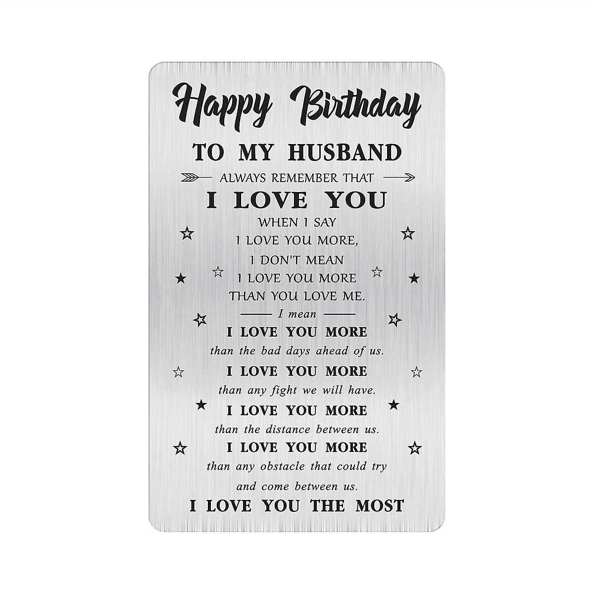 Alotozo Husband Birthday Card, Happy Birthday Gifts to My Husband, Bday Engraved Wallet Card Inserts for Hubby Men from Wife