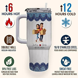 Custom 40oz Tumbler with Handle – engagement announcement-Personalized Couple Gift for Anniversary Wedding Gift, Birthday, Mother's Day, Valentine’s Day VzTBav