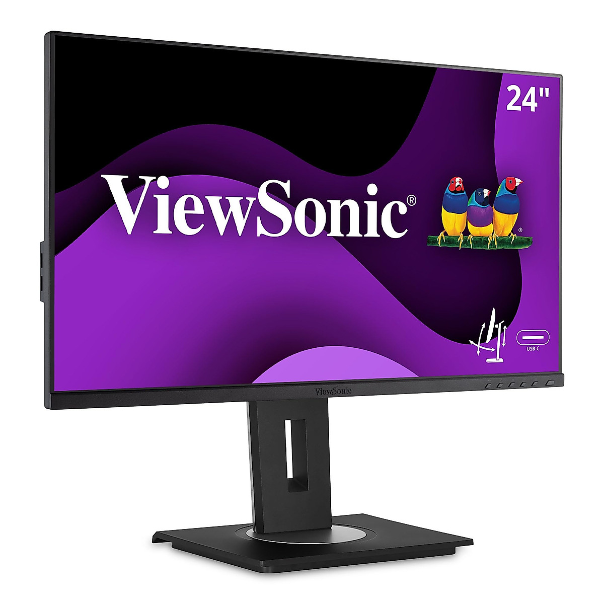 ViewSonic VG2456 24 Inch 1080p Monitor with USB C 3.2, Docking Built-In Gigabit Ethernet and 40 Degree Tilt Ergonomics for Home and Office