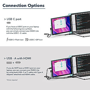 Duex Lite New Mobile Pixels Portable Monitor (2024 Upgraded), 12.5" Full HD IPS Laptop Screen Extender, USB C/HDMI Powered Plug and Play,Windows/Mac/Android/Switch Compatible (Jadeite Green)