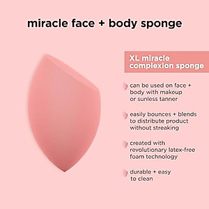 Real Techniques Miracle Face + Body Sponge, XL Makeup Blending Sponge For Whole Body, Ideal For Foundation, Body Makeup, & Self Tanner, Cruelty Free & Vegan, Latex Free, Packaging May Vary, 1 Count