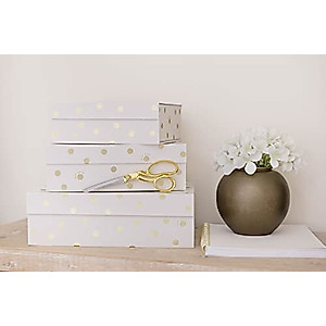 Kate Spade New York Decorative Storage Boxes with Lids, 3 Pack Sturdy Organizer Storage Bins, Includes Small Medium Large Pink Nesting Boxes with Magnetic Closure, Gold Dot with Script