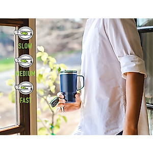 Reduce Travel Coffee Mug, 18 oz - Insulated Mug for Hot Tea, Coffee and Other Hot Drinks - With Flo-Motion Lid and Handle - Single-Serve and Cupholder Friendly - Eucalyptus