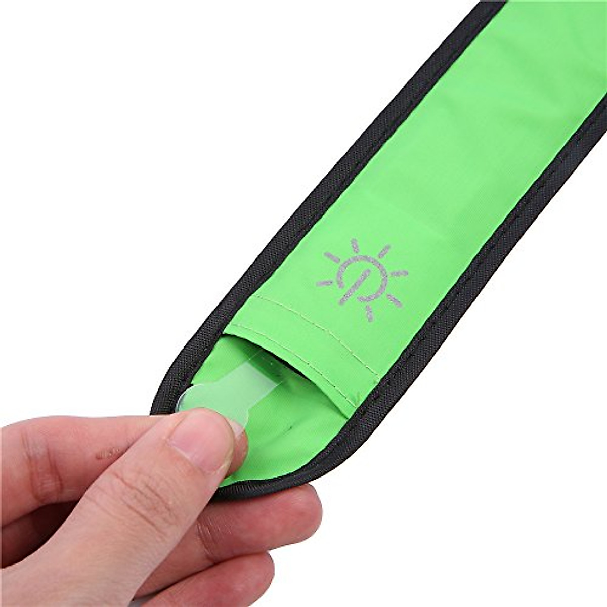 Emmabin [4 Pack LED Slap Armband Lights Glow Band for Running, Replaceable Battery - 4 Modes (Always Bright/Quick Flashing/Slow Flashing/Off), 35cm Glow Bracelets with 4Pcs (Mode: EB-AB4X35)
