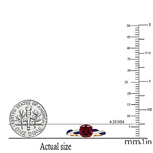 Dazzlingrock Collection 6 MM Cushion Lab Created Ruby with Round Blue Sapphire & Diamond Women Engagement Ring | 18K Rose Gold, Size 10