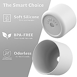 Jmoe USA Silicone Boot Sleeve + Hand Grip for Owala 40oz Water Bottle | BPA Free & Food-Grade Silicone Rubber | Protective Anti-Slip Bottom Bumper Cover | Protects Against Dents & Scratches (White)