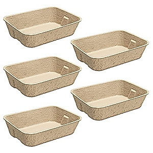 Navaris Disposable Cat Litter Trays (Pack of 5) - Cardboard Liner Tray for Cats Made of 100% Paper - Use Alone or As Box Liners - 15.9" x 11.8"