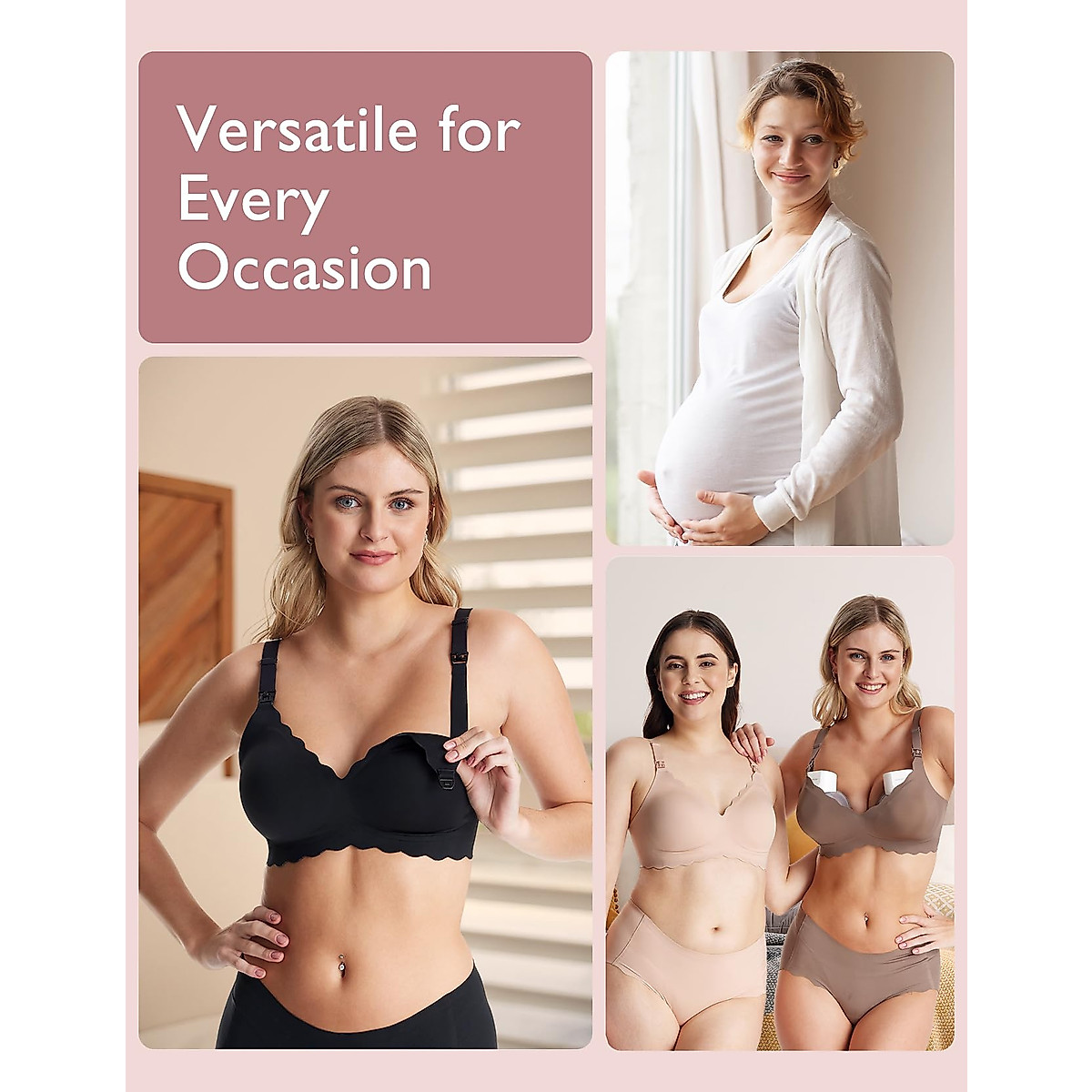 Momcozy Nursing Bras for Breastfeeding 2 Pack, YN46 Jelly Strip Support Comfort Maternity Bra, Seamless Soft Wirefree Pregnancy Bra