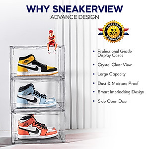 SneakerView Clear Shoe Box – 360° Clear Plastic Stackable Sneaker Storage Organizer For Sneakerhead. Professional Acrylic Shoe Display Case Men Size 15 X LARGE TYPE A