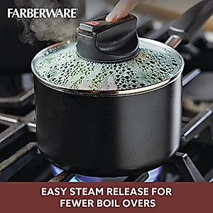 Farberware Smart Control Nonstick Sauce Pan/Saucepan with Lid, 2 Quart, Black
